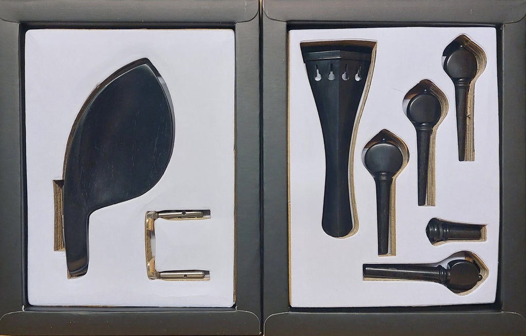 Hill model violin pegs, tailpiece, end pin & chin rest set – String Shack